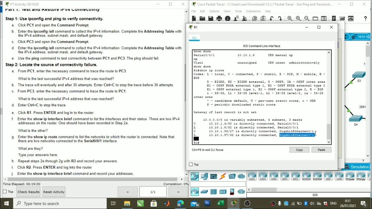 13.2.7 Packet Tracer - Use Ping and Traceroute to Test Network ...