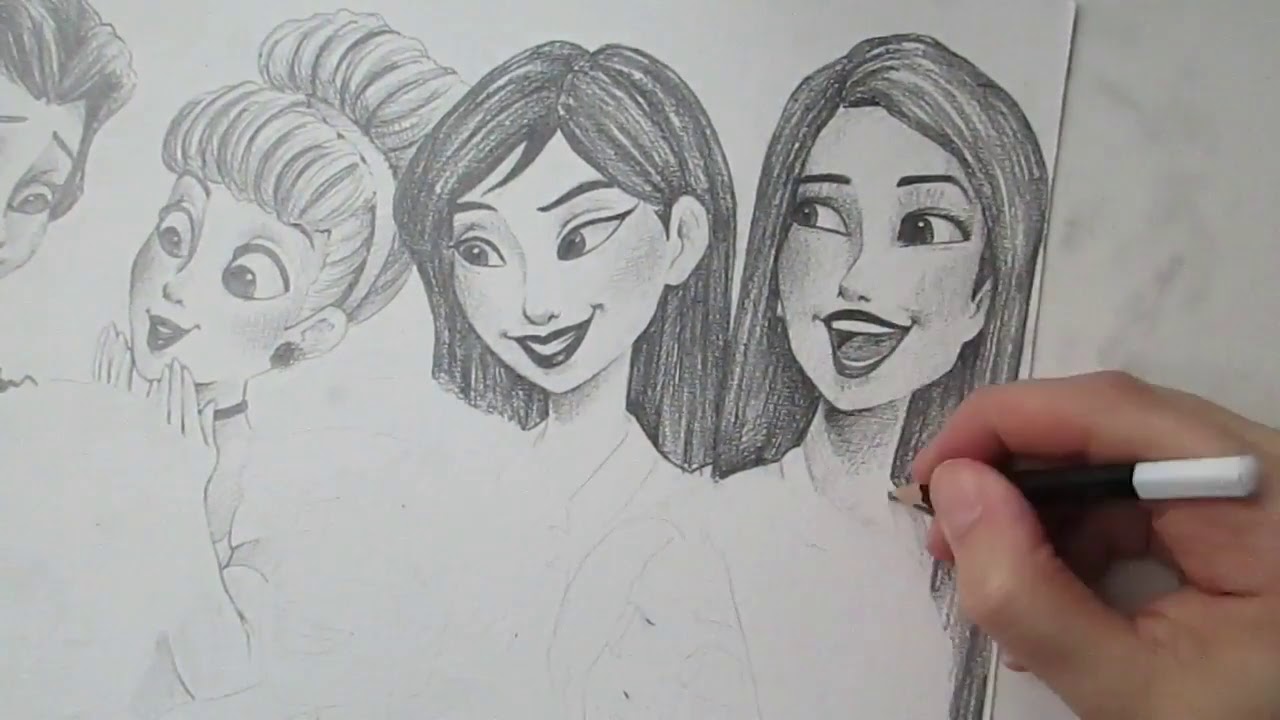 DISNEY PRINCESSES - SPEED DRAWING - YouTube