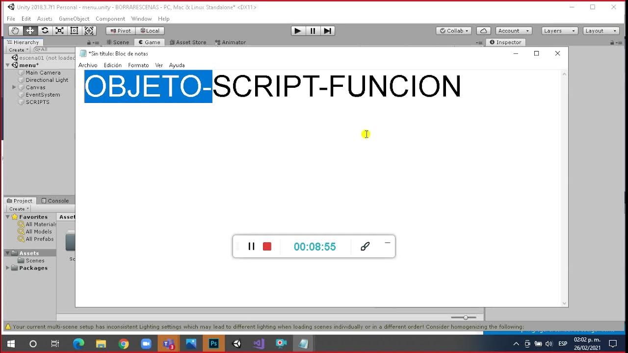 Unity cambiar escenas - YouTube