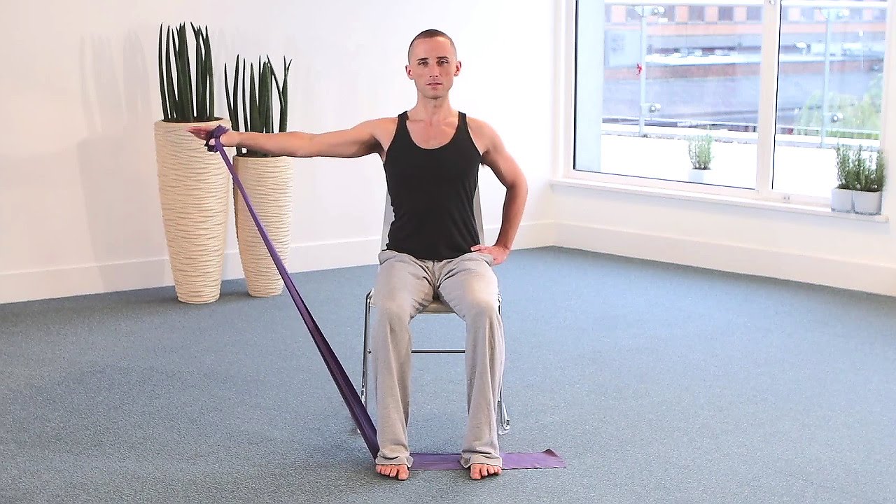 Overcoming MS – Arm Raise With Theraband (Moderate) - YouTube