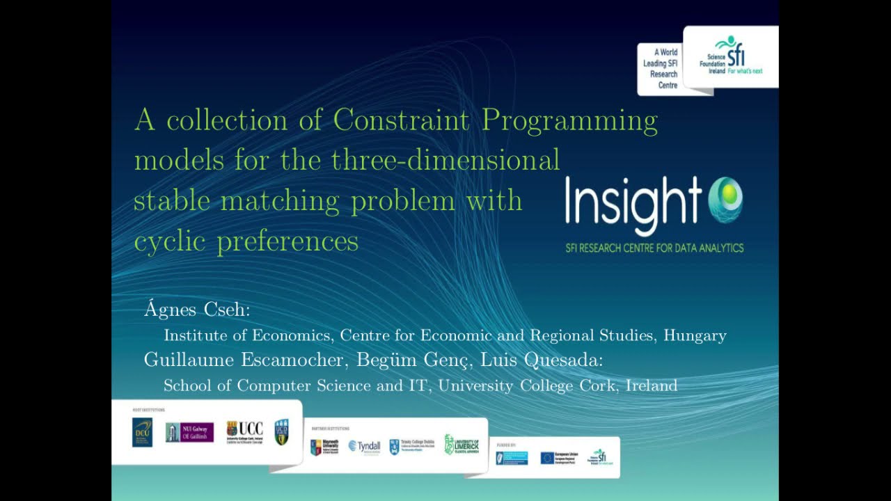 CP2021 "A collection of CP models for the 3D stable matching problem with cyclic preferences ...