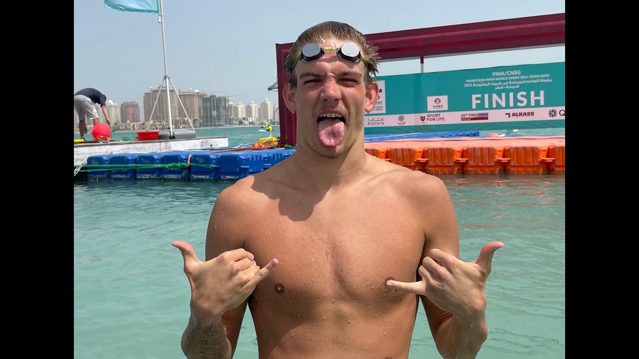 Elite Swimmer interviews before Doha 10km race - YouTube