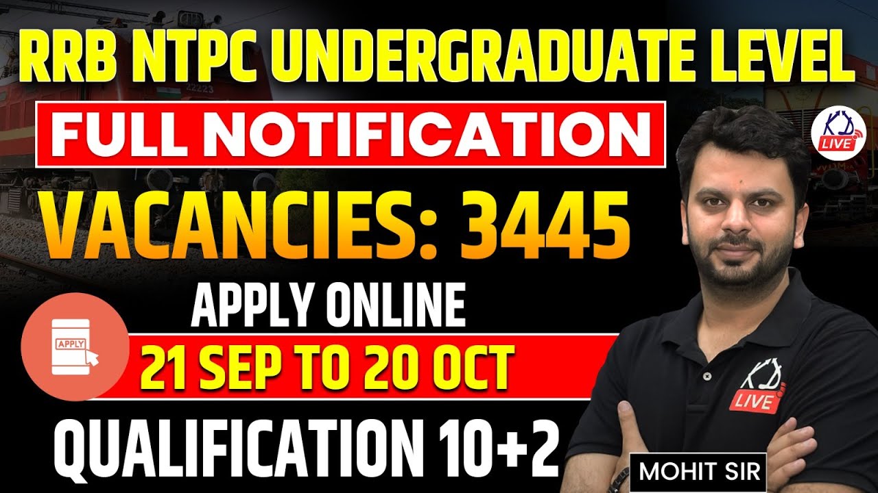 RRB NTPC भर्ती 12th Level Notification OUT🔥NTPC Undergraduate भर्ती ...