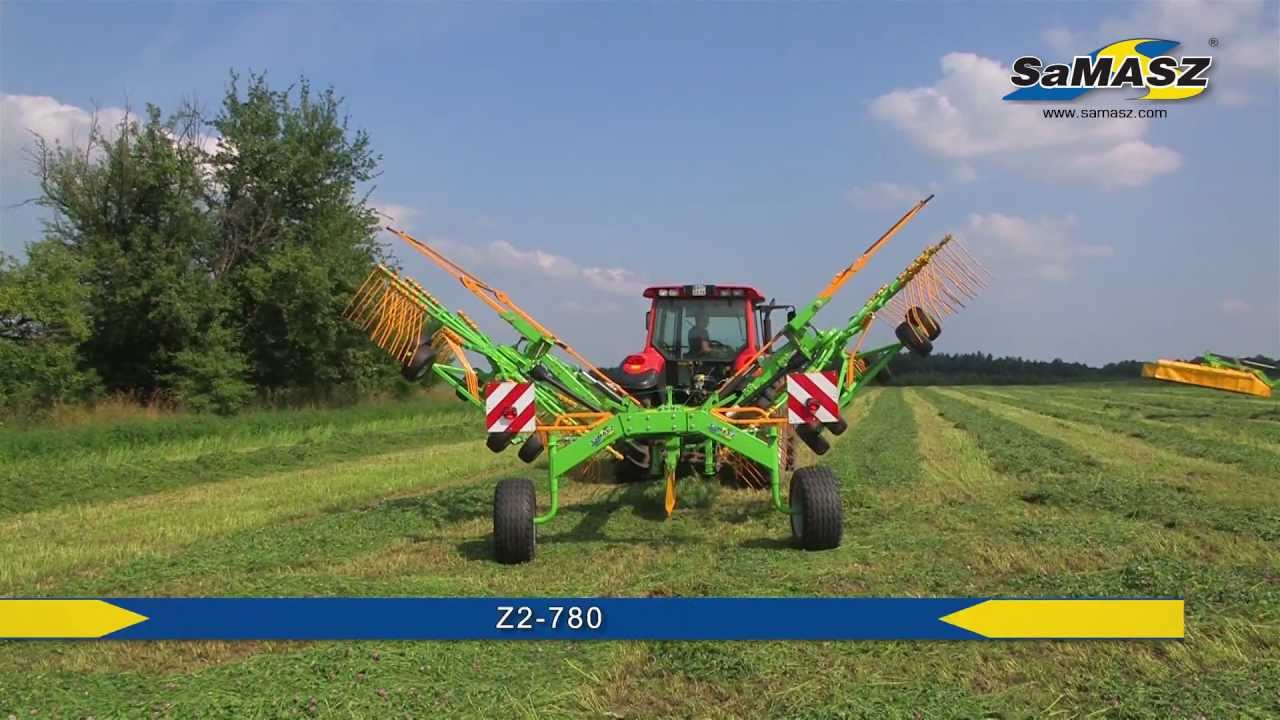 SaMASZ Z2-780 CENTRAL DOUBLE-SIDED ROTARY RAKES - YouTube