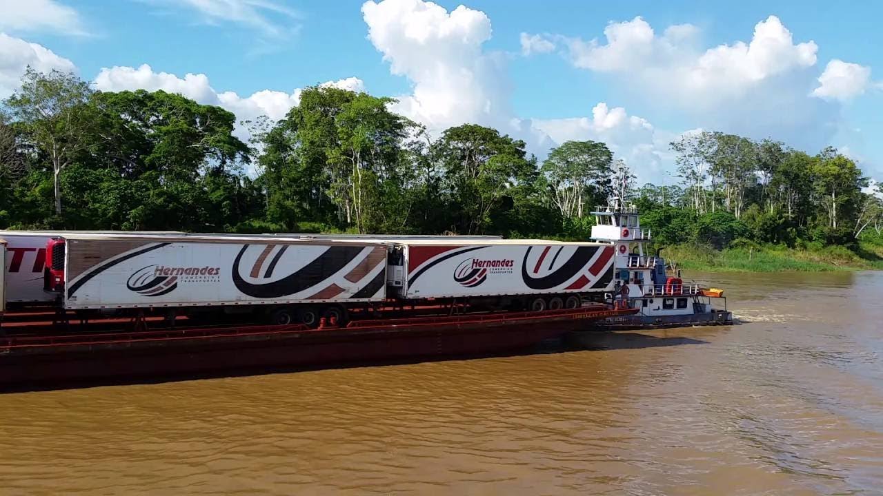BALSA SUBINDO O RIO MADEIRA COM 35 CARRETAS / #amazon #amazonia #br319 ...