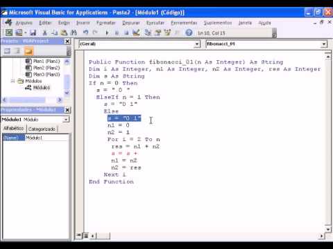 funcão fibonacci - video gera seguencia fibonacci usando VBA - YouTube