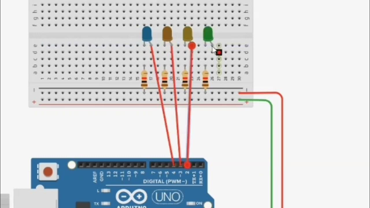 Simulasi menyalakan LED secara bergantian, menggunakan website ...