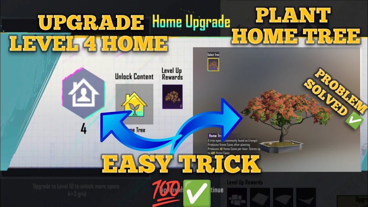 HOW TO PLANT OWN HOME TREE IN PUBG MOBILE 💯 | HOW TO UPGRADE MY HOME TO ...