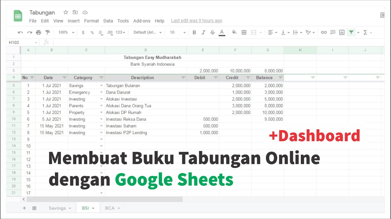 Membuat Buku Tabungan Online dengan Google Sheets - YouTube