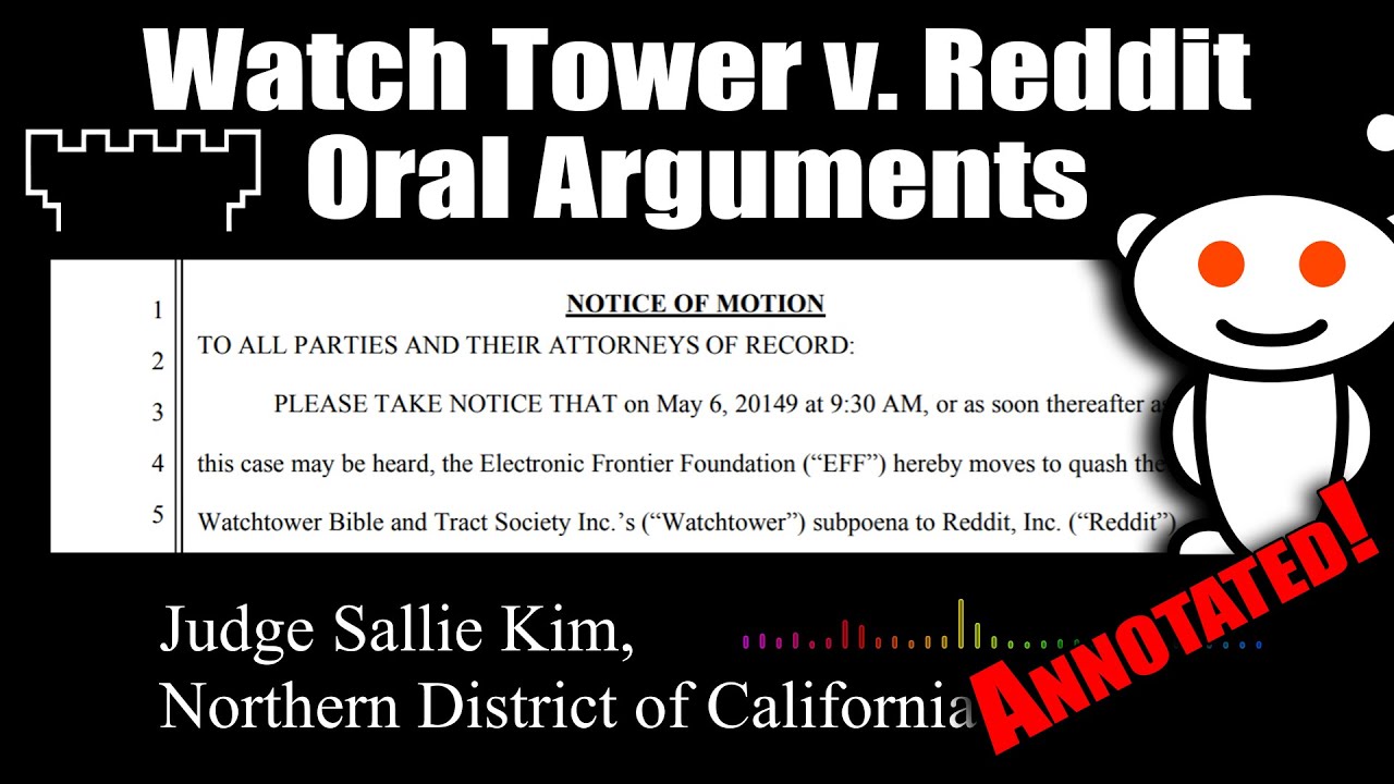 Hear the Watch Tower v. Reddit Oral Arguments - YouTube