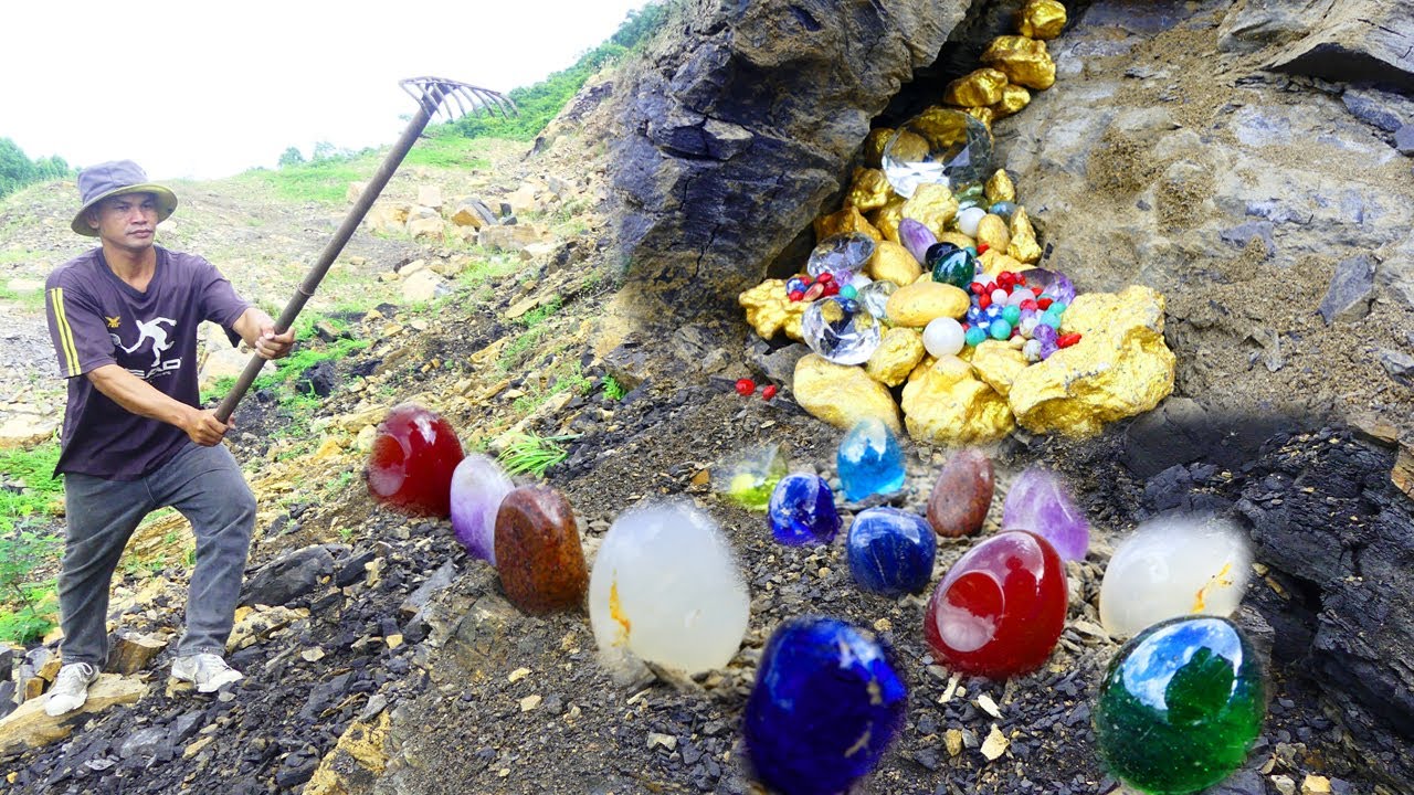 Hunt for gold, find gems in caves, through rock holes. - YouTube