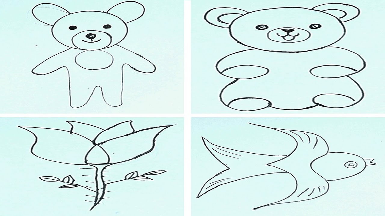 4 Easy Drawing Fowler, Dolls ,bird , draw Step By Step | Drawing Easy ...