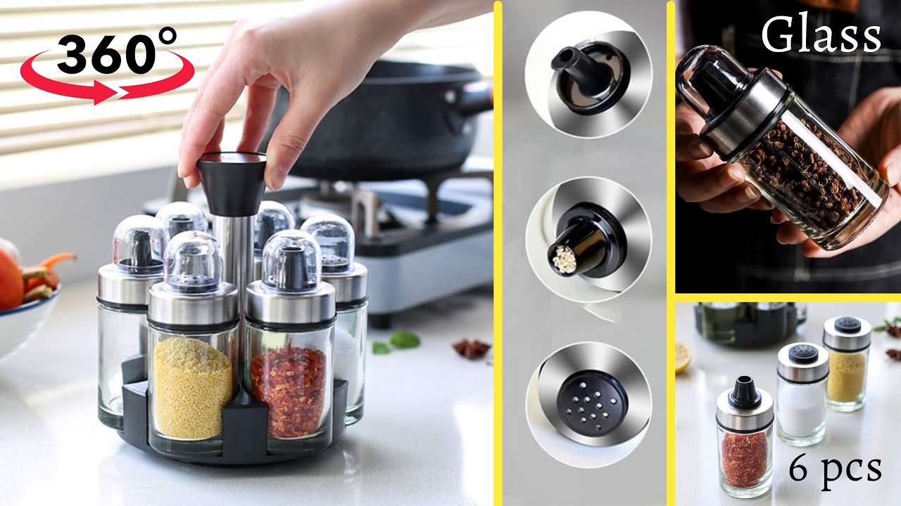 Set of 6 Spice and Oil Bottle Holder for Kitchen - YouTube