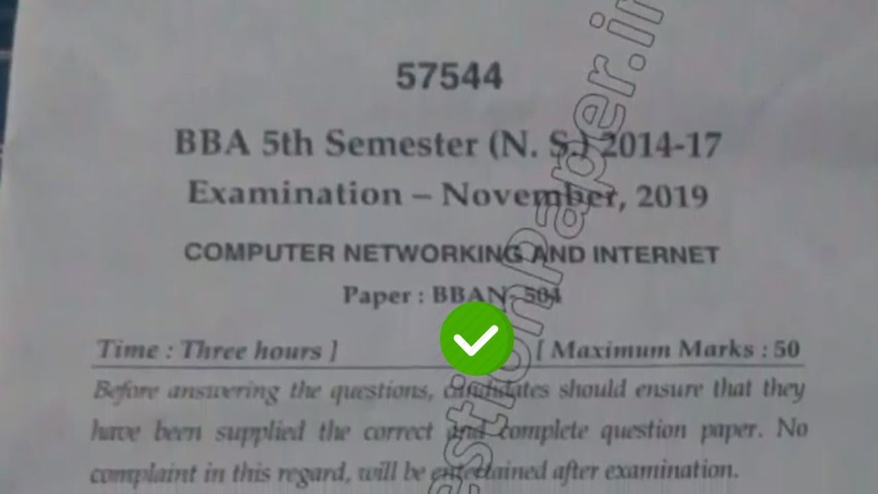 2019 Mdu BBA 5th Sem Computer Networking & Internet Question Paper - YouTube