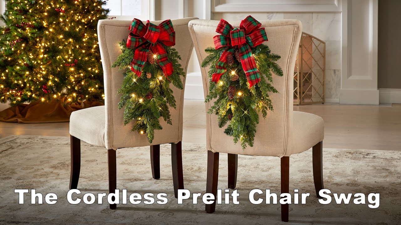 Cordless Prelit Chair Back Swag - YouTube