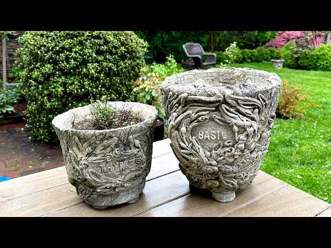 DIY cement garden art || Making decorative planters at home