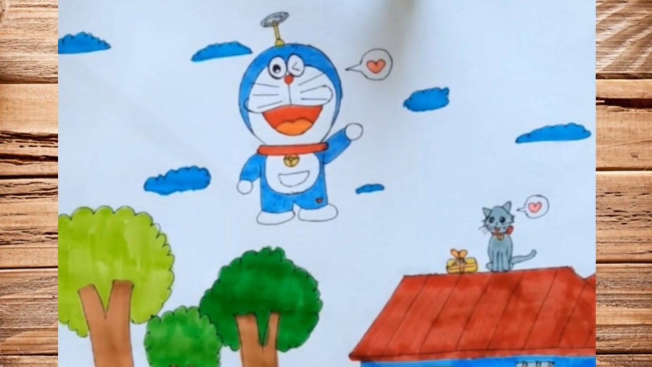 Doraemon scenery drawing/step by step/easy drawing/doraemon drawing ...