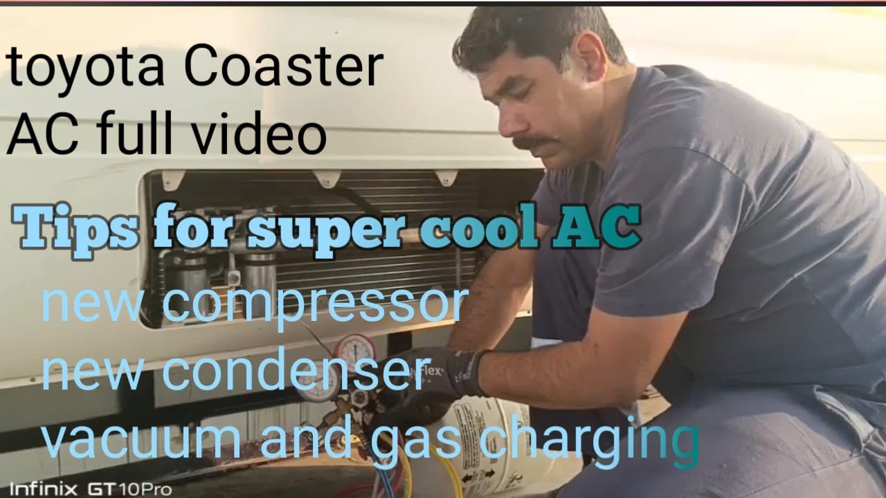 Toyota coaster AC work | how to fix new compressor | DIY | TIPS FOR ...