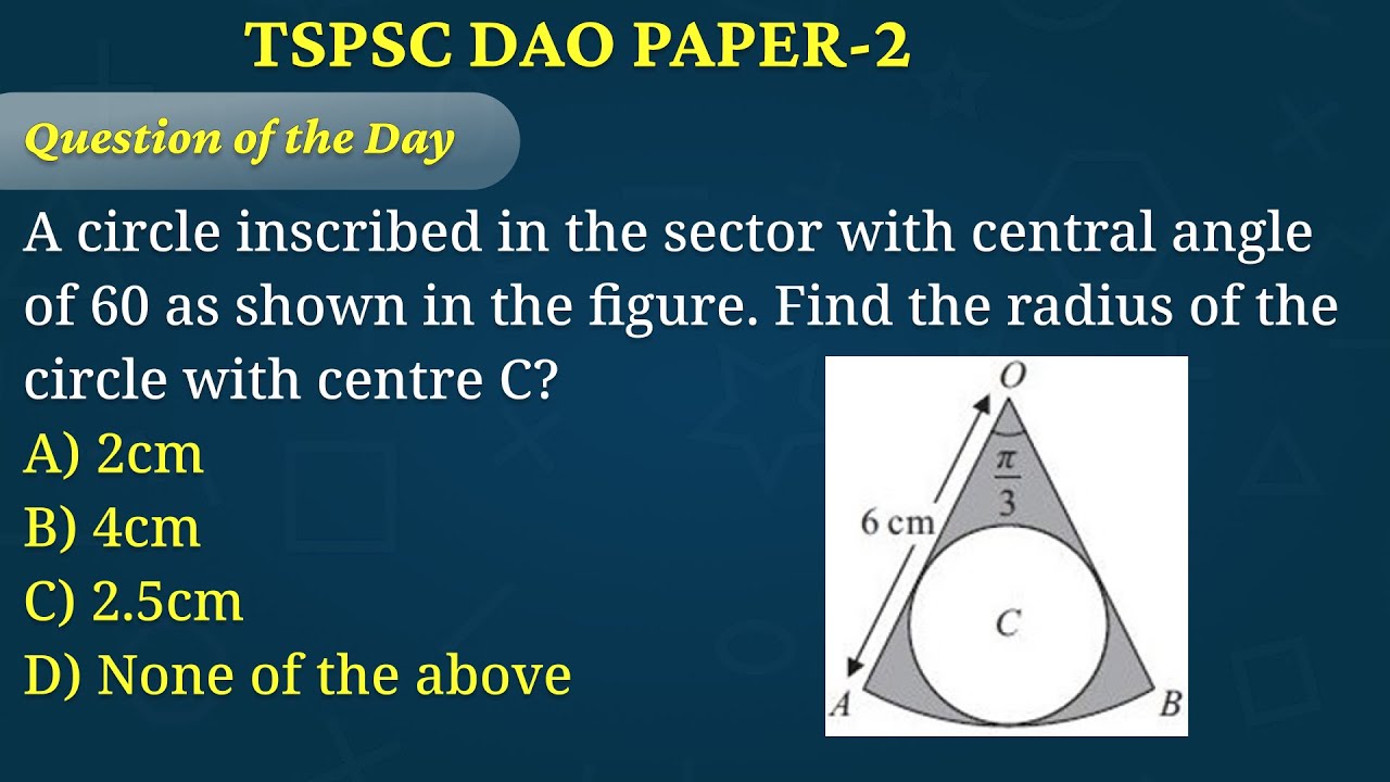 Question of the Day-22||TSPSC DAO Paper-2||MathswithMani - YouTube