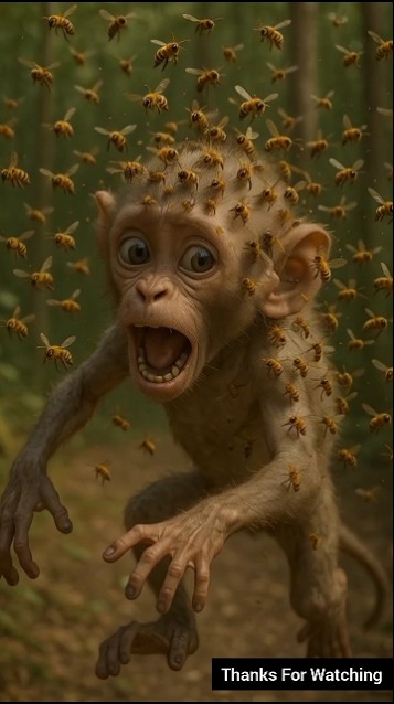 Bees attacked the monkey 😭 #monkey #beesattacked #animals - YouTube