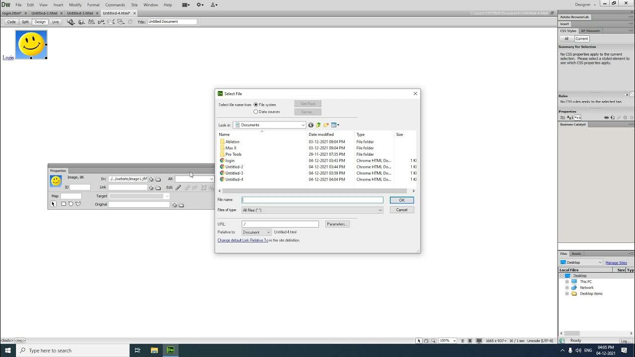 Inserting hyperlinks(Text hyperlink,Image Hyperlink and Email Link) in a webpage using ...