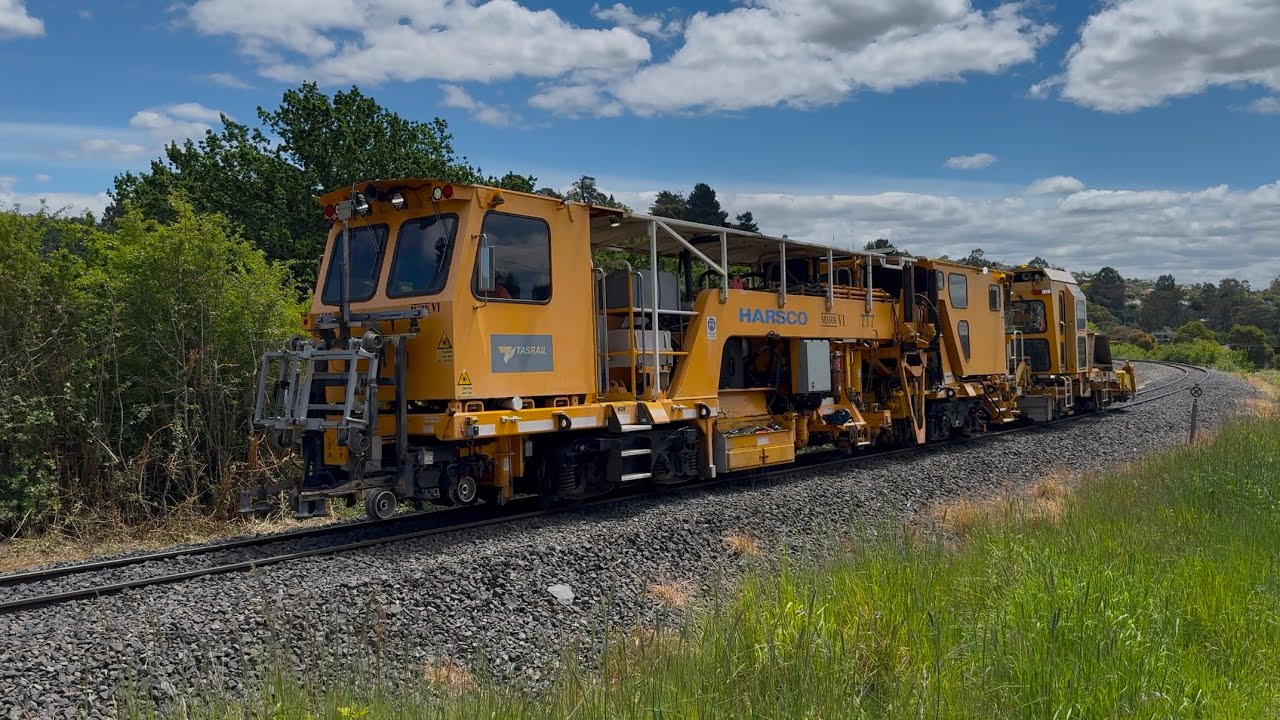 TasRail TT7 BR-3 Ballast Tamper and Regulator alongside Glenwood Road ...