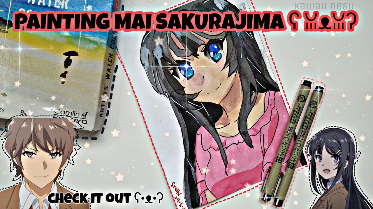 HOW I PAINT ANIME GIRL USING WATERCOLOURS / MAI SAKURAJIMA BUNNY GIRL ...