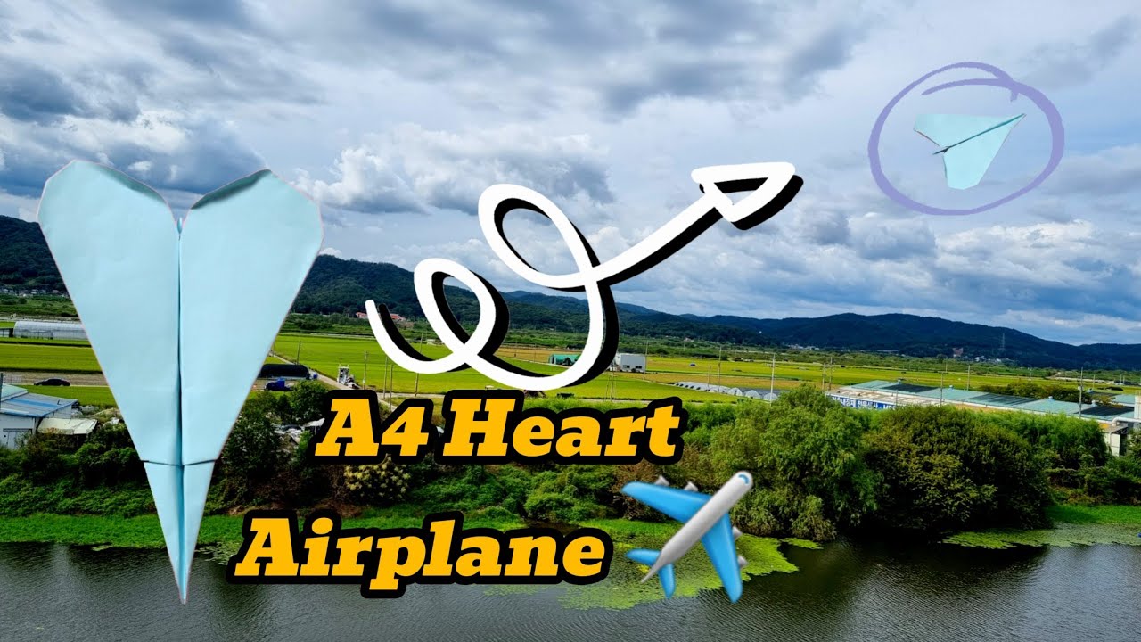 Building A4 Heart Shape Plane, Flat-headed Heart Boomerang plane, Paper ...