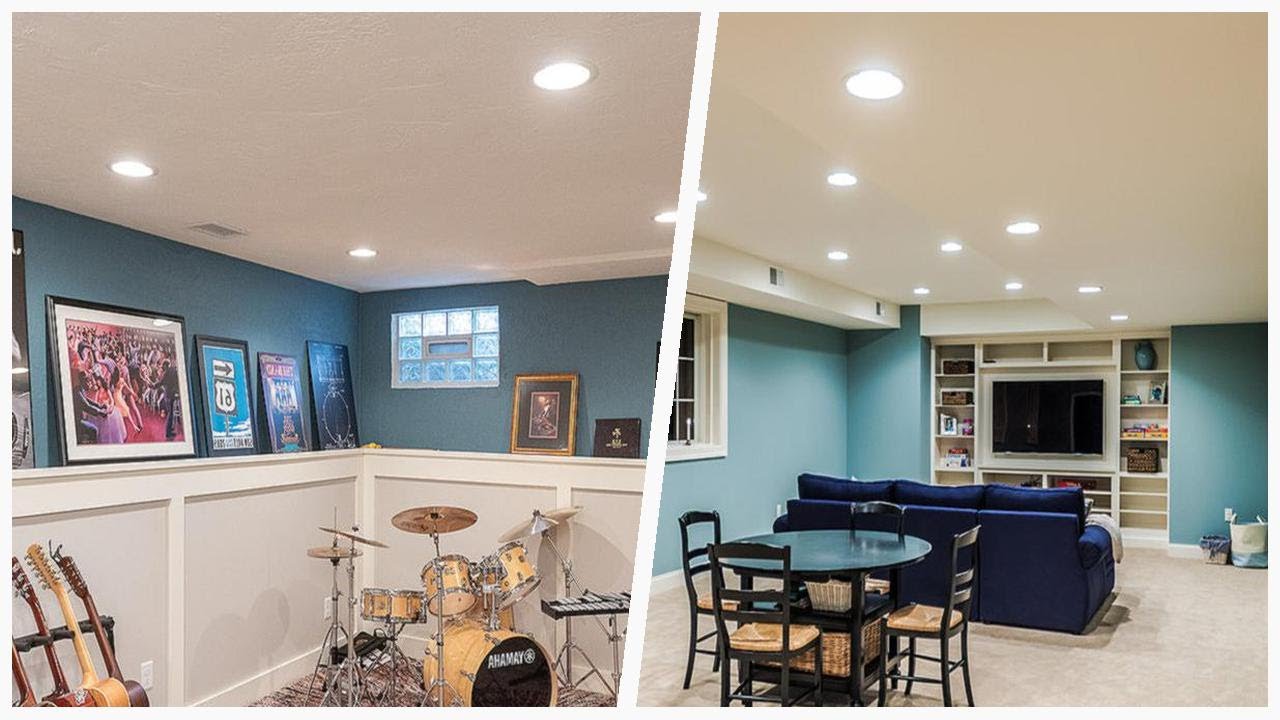 75 Beautiful Beige Basement With Blue Walls Design Ideas #108 💙 - YouTube