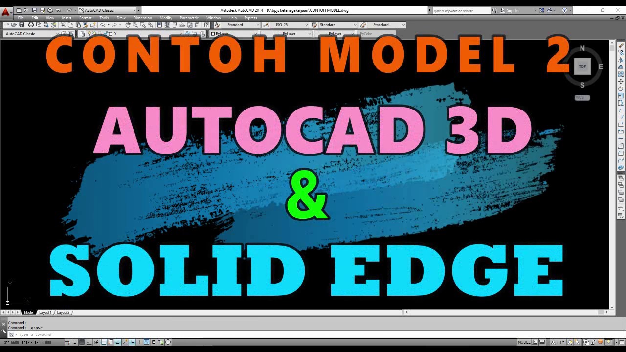 CONTOH MODEL 2 DI AUTOCAD 3D DAN SOLID EDGE - YouTube