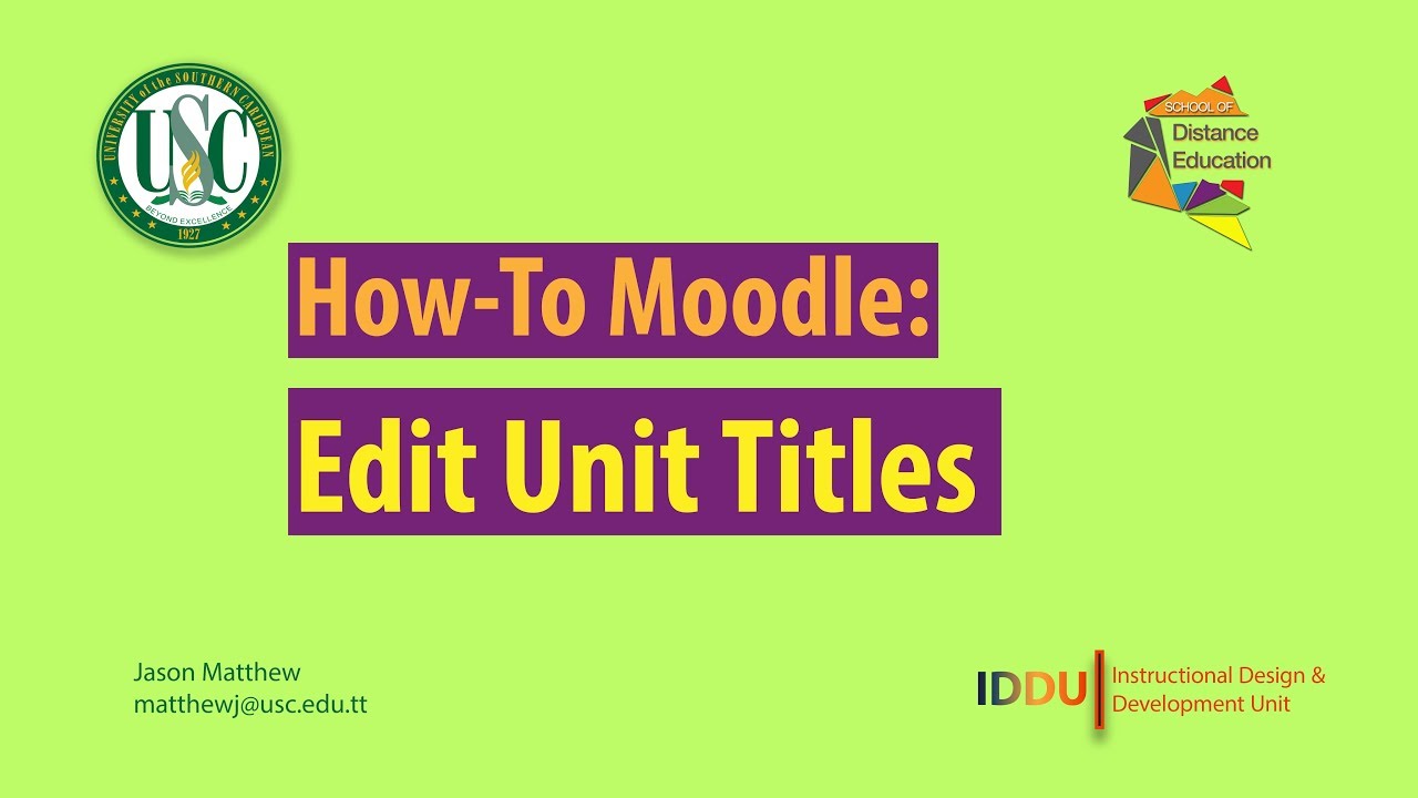 Edit Unit Titles - YouTube