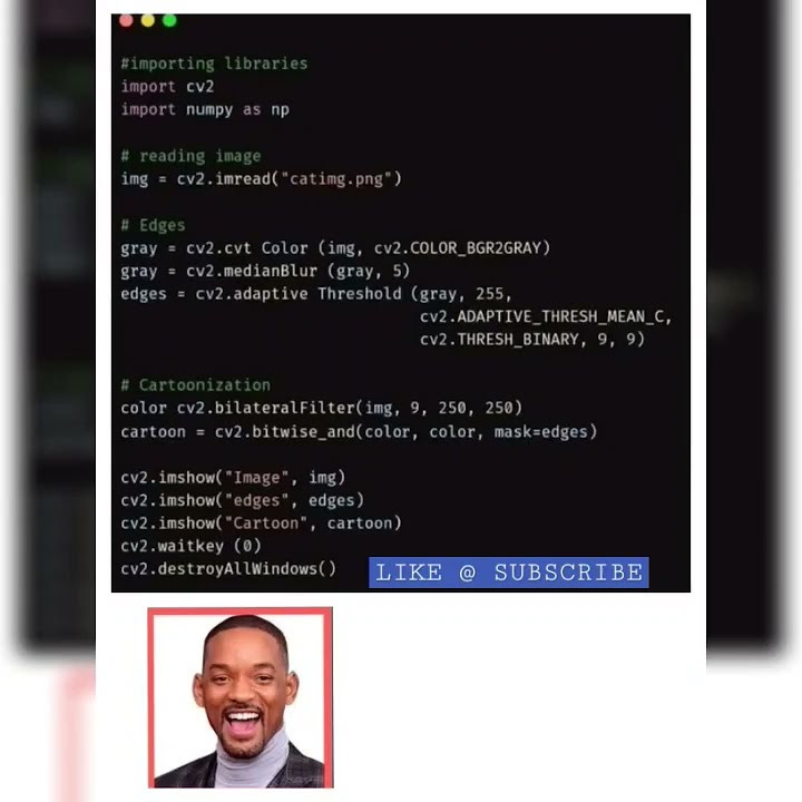 Convert Image To Cartoon 🗿 Using Python Python Ai Iot Blockchain Java Bigdata Python编程