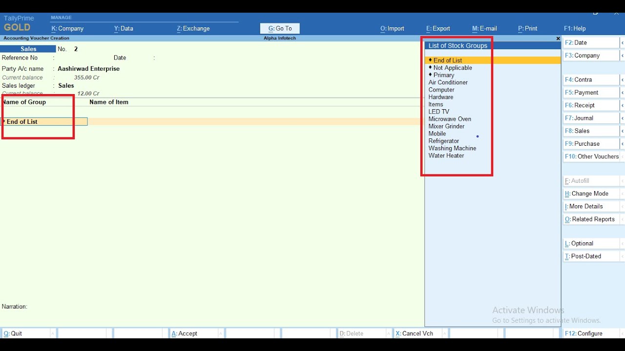 Tally Add On : Stock Group-Wise Item Selection List in Tally Prime ...