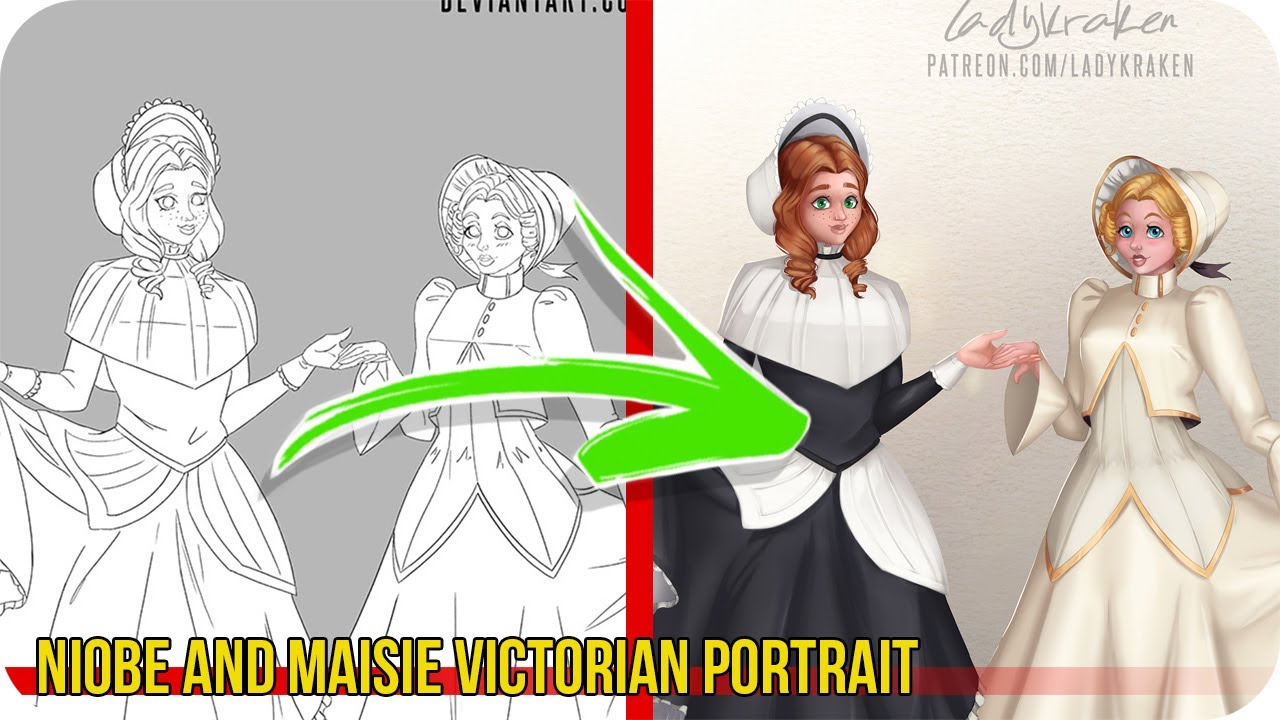 Niobe and Maisie Victorian Portrait - Steps Digital Painting Tutorial ...