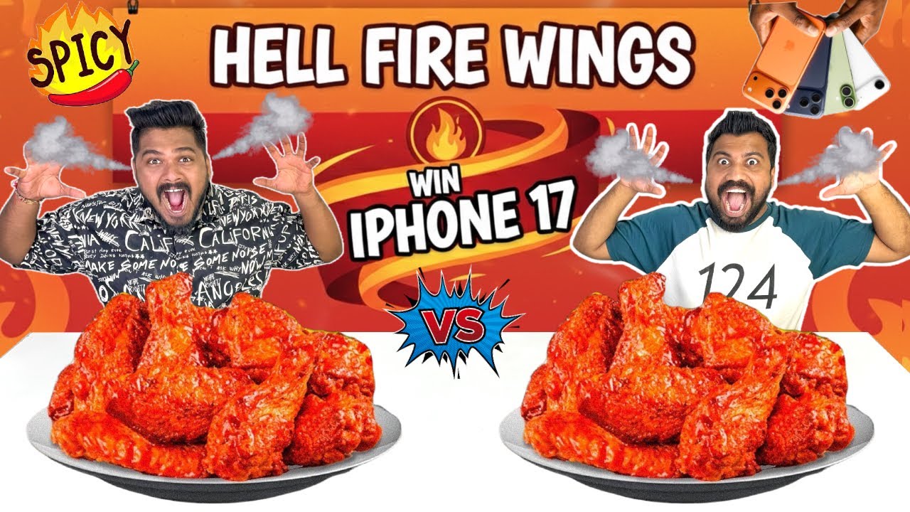 EAT & WIN IPHONE 17🤑SPICIEST HELL FIRE WINGS EATING CHALLENGE🥵🌶️ - YouTube