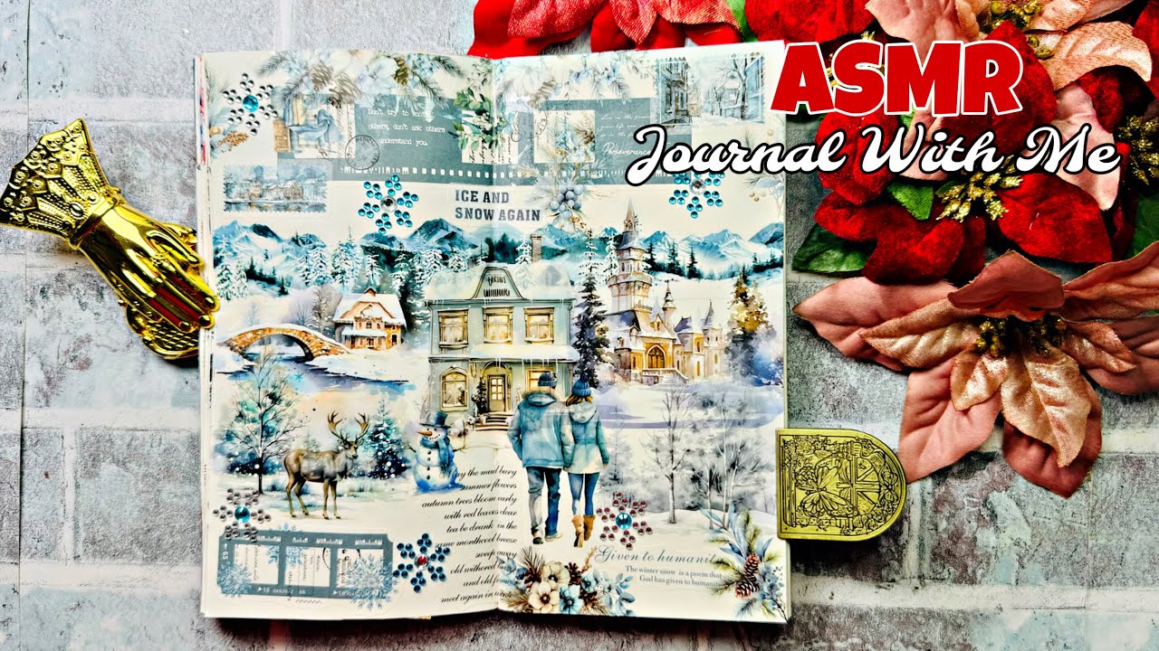 ASMR Creative Journaling | Snow and Ice Theme ️💙 | ASMR Scrapbooking ...