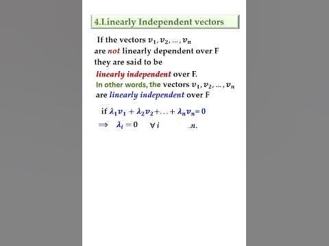 Linear Algebra| Linearly independent vectors - YouTube