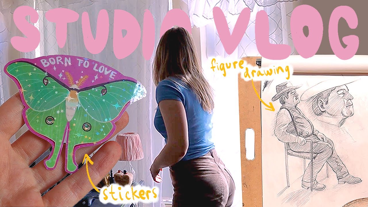 part-time studio vlog ☾ making stickers, ceramics, figure drawing, posting on social media ...