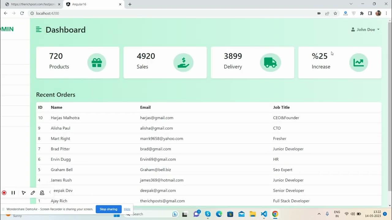 Create Admin Dashboard in Angular 16 with Backend Data - YouTube