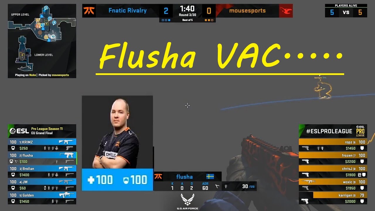 Flusha VAC, Flusha 5 ACE'S, Knife kills, Niko RAGE...... - YouTube
