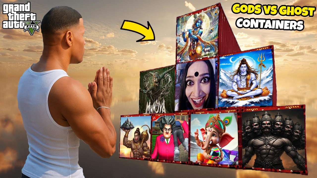 Franklin Opens EVERY GHOST VS GODS MYSTERY CONTAINER in GTA 5 - YouTube