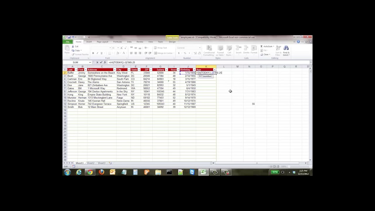 HOW TO CALCULATE AGES IN MS EXCEL 2016 YouTube HOW TO CALCULATE AGES IN MS EXCEL 2016 YouTube