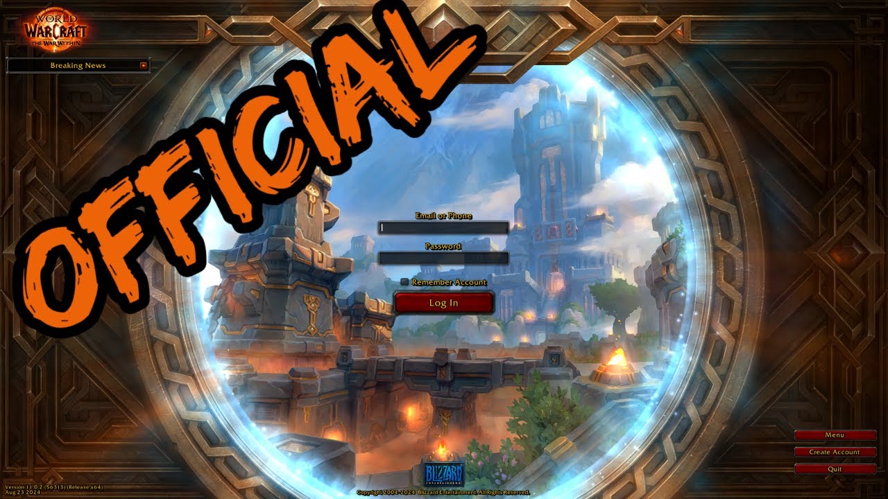 World Of Warcraft The War Within Official Login Screen - YouTube