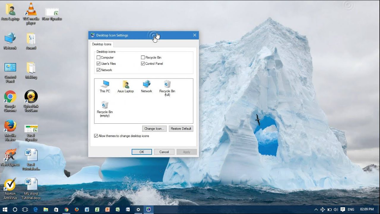 Display My Computer, Recycle Bin Icon on Windows 10 - YouTube
