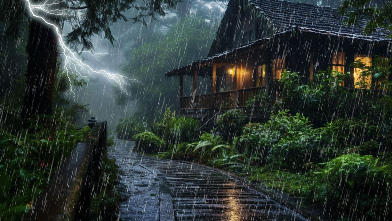 Heavy Rain & Thunder in at Night - Sleep Immediately with Rain Sounds ...
