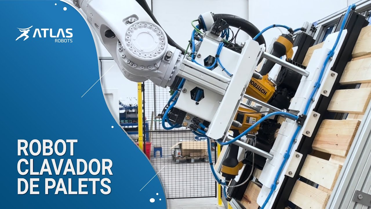 Robot que clava y transporta parrillas, patines y palets - YouTube