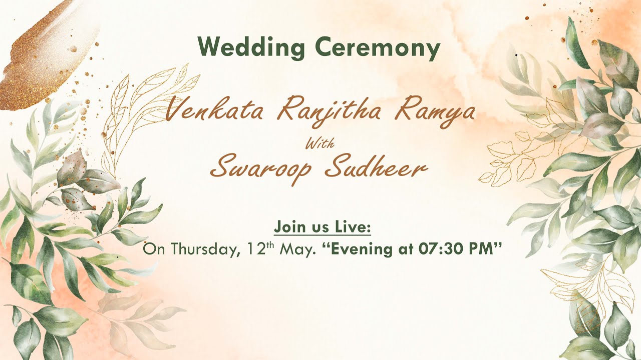 Venkata Ranjitha Ramya With Swaroop Sudheer Wedding Ceremony - YouTube