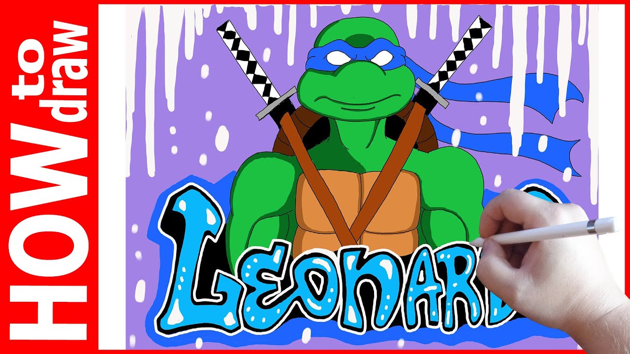 How to draw graffiti ninja turtles Leonardo - YouTube