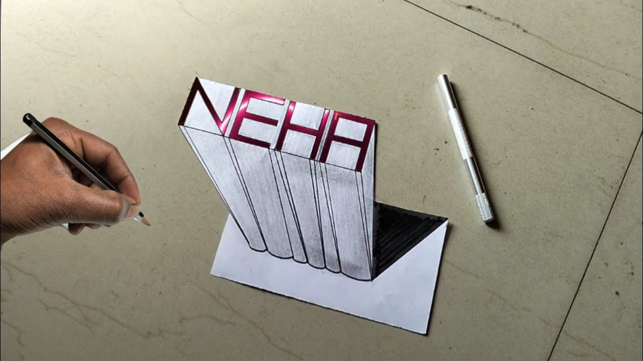 NEHA 3d drawing step by step... - YouTube