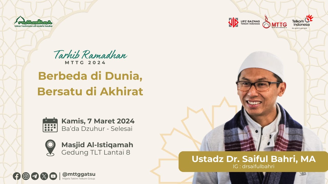 💻 [LIVE NOW] : TARHIB RAMADHAN 👤 Bersama : USTADZ DR. SAIFUL BAHRI, MA ...